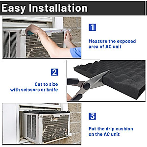 Sgran 2 Pack Air Conditioner Drip Cushions, 23.6 x 15.7 Inch Air Conditioner Top Pad AC Rain Cover Window AC Removable Foam Mat for Stop Dropping Noise of Water Drpping onto Your AC