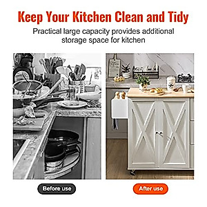 VEVOR Kitchen Island Cart with Solid Wood Top, 35.4" Width Mobile Carts with Storage Cabinet, Rolling Kitchen Table with Spice Rack, Towel Rack, Drop Leaf and Drawer, Portable Islands on Wheels, White