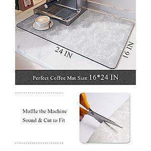 Coffee Mat-Coffee Bar Accessories-No Water Marks Dish Drying Mat-Coffee Bar Mat for Countertops Rubber Backing Bar Mat Under Coffee Maker Machine Coffee Pot-Perfect Coffee Station Organizer