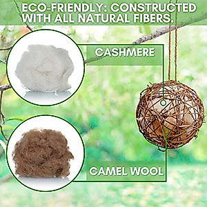 YYK Set of 3 Globe Hummingbird Nesters - Bird Nesting Material Holder – Nest Balls for Wild Birds Wrens Finches - Refillable Outdoor Bird Nesting Station to Build a Nest