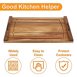 Nisorpa Noodle Board for Gas Stovetop Multifunctional Cover and Tray Noodle Board Stove Cover, Gas Burners Stove Cover Board With Handles,Wood Electric Cooktop Cover Stove Top Protector 30"L x 22"W