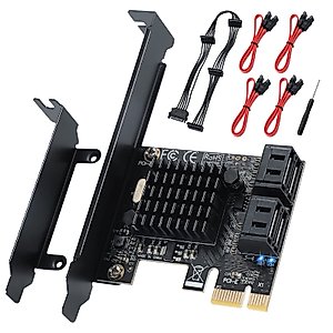 ACTIMED PCI-E X1 to SATA 3.0 Controller Card, 4-Port SATA III 6Gbps Expansion Cards, Supports PCI-Express (1X 4X 8X 16X) Slot, Support SSD and HDD, for Windows10/7/8/XP/Vista/linux