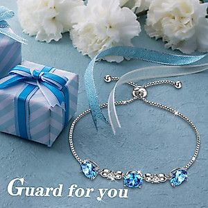 Aurora Tears March Birthstone Bracelet Women 925 Sterling Silver Link Bracelets Jewelry DB0112M