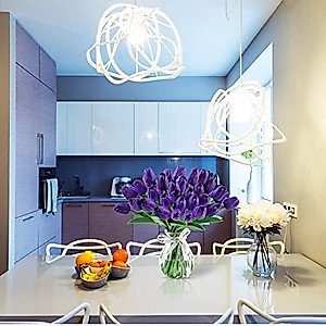 Starryle 10pcs Artificial Tulips Real Touch Fake Flowers for Decoration PU Faux Tulips for Home Bathroom Bedroom Office Table Wedding Bouquet Centerpiece Floral Arrangement Décor