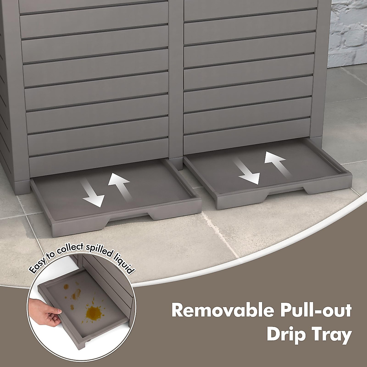 Goplus 62 Gallon Outdoor Trash Can, Waterproof Double Bucket Waste Bin w/Tiered Lid, Drip Tray, Cut-Out Handle, Large Classified Outside Garbage Bin for Garden, Backyard, Deck, Kitchen