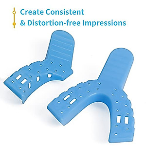 10 PCS Dental Impression Trays Disposable Plastic Small Medium Large Autoclavable Perforated Impression Trays Set Blue