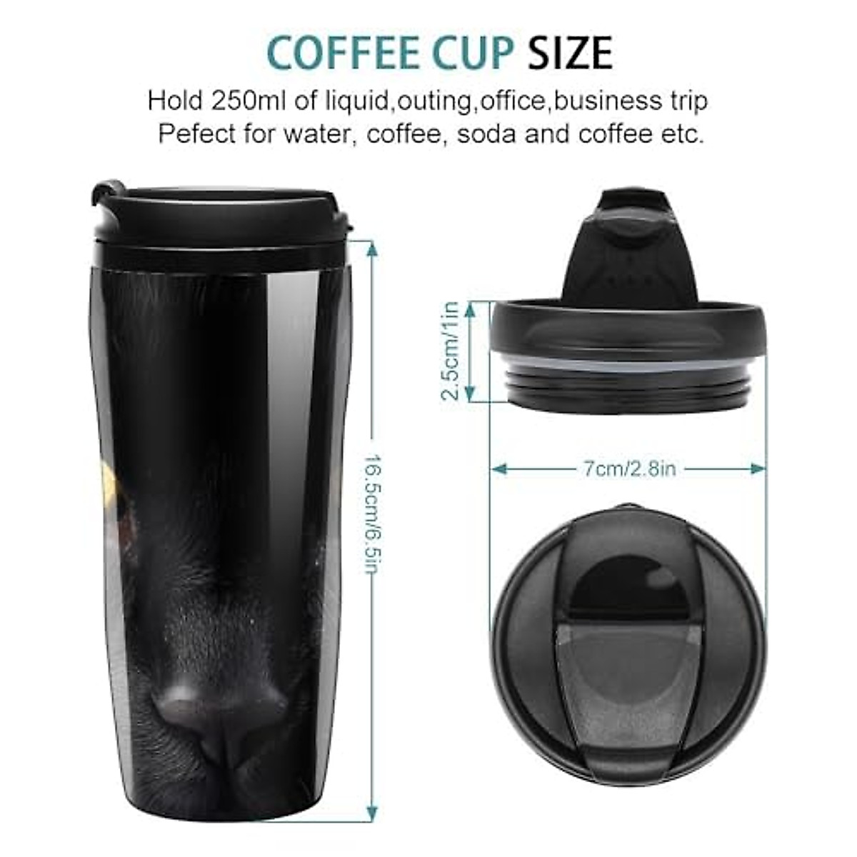 Black Cat Yellow Eyes Travel Coffee Mug Reusable Coffee Cup Tumbler with Lid for Outdoor 350ml