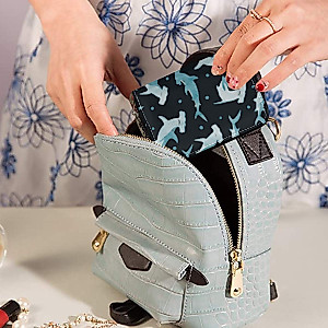 Slim Minimalist Soft Leather Mini Case Holder Organizer Wallet for Women Men Hammerhead Shark