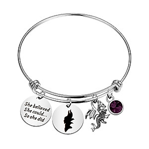 PLITI She Believed She Could So She Did Horns Silhouette Bangle for Friend Family (she believed male bg)