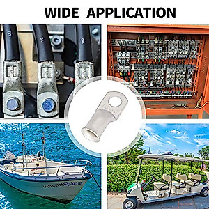 2/0 AWG - 5/16" Tinned Copper Lugs, 8pcs UL Listed Wire Lugs 2/0 Gauge Battery Cable Ends Heavy Duty Ring Terminal Closed End Crimp Connectors Kit with 3:1 Heat Shrink Tubings.