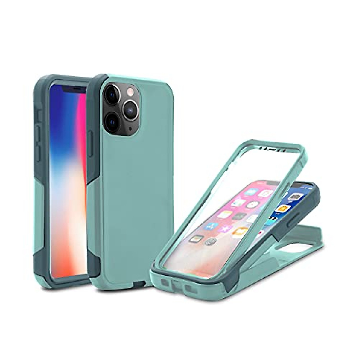 iPhone 12 Mini Screen Protector, Shockproof Slim Dual Layer Protection Scratch Resistant Hard Back Cover Bumper Wireless Charging (Aqua Mint)