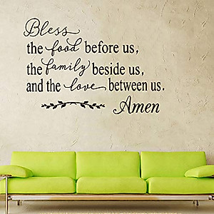 Summerjokes Bless The Food Before us, The Family Beside us, and The Love Between us Funny Inspiring Wall Sticker Decal Vinyl Sticker, Faith Family Living Room Kitchen Bedroom Photo Wall Art Wall Decoration
