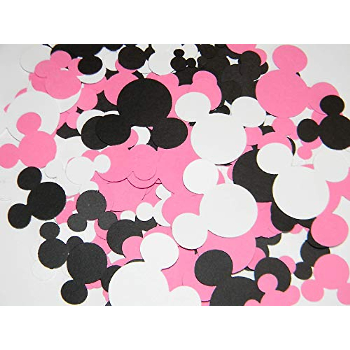 200 Mickey Minnie Mouse head inspired confetti - Mixed sizes of black, Pink & white - Birthday party Baby Shower Wedding confetti