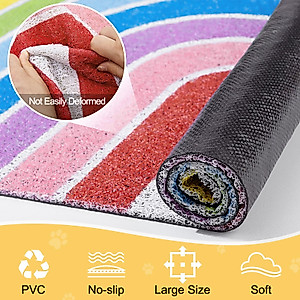 Unicorn Catcher Cat Litter Mat Quality Litter Box Mat Large Non-Slip Cat Litter Mat Litter Trapping Mat Soft Kitty Litter Mat Compatible Two Litter Boxes Cat Products Easy to Clean,Rainbow,L