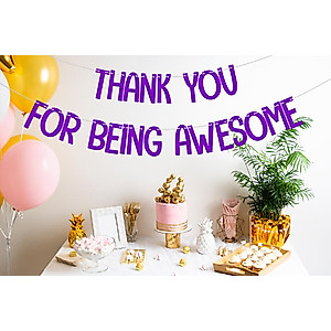 Thank You for Being Awesome Banner, Happy Retirement Decorations, We Will Miss You, Birthday Graduation Farewell Going Away Party Supplies Purple