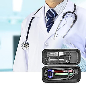 Stethoscope Case Compatible with 3M Littmann Classic III Monitoring/Lightweight II S.E/Cardiology IV Diagnostic/MDF Acoustica Stethoscopes, Extra Pocket for Doctor & Nurse Accessories (Black)