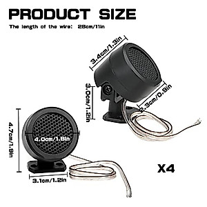 ANRONCH 4 Pcs 500W Dome Tweeters Car Speaker, TP-006A High Power Stereo Car Tweeter Mini Dome Tweeter Speakers Surface Mounting on Car Truck and Boat