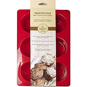 Mrs. Anderson's Baking Silicone 6-Cup Jumbo Muffin Pan, Non-Stick European-Grade Silicone Silicone