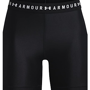 Under Armour Women's HeatGear Armour Middy 5" Shorts (Small, Black/Metallic Silver-001)