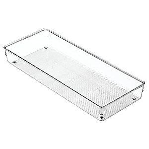 iDesign Linus Plastic Kitchen Drawer Organizer for Silverware, Spatulas, Cutlery, Gadgets, Office Supplies, Cosmetics, Set of 2, Clear