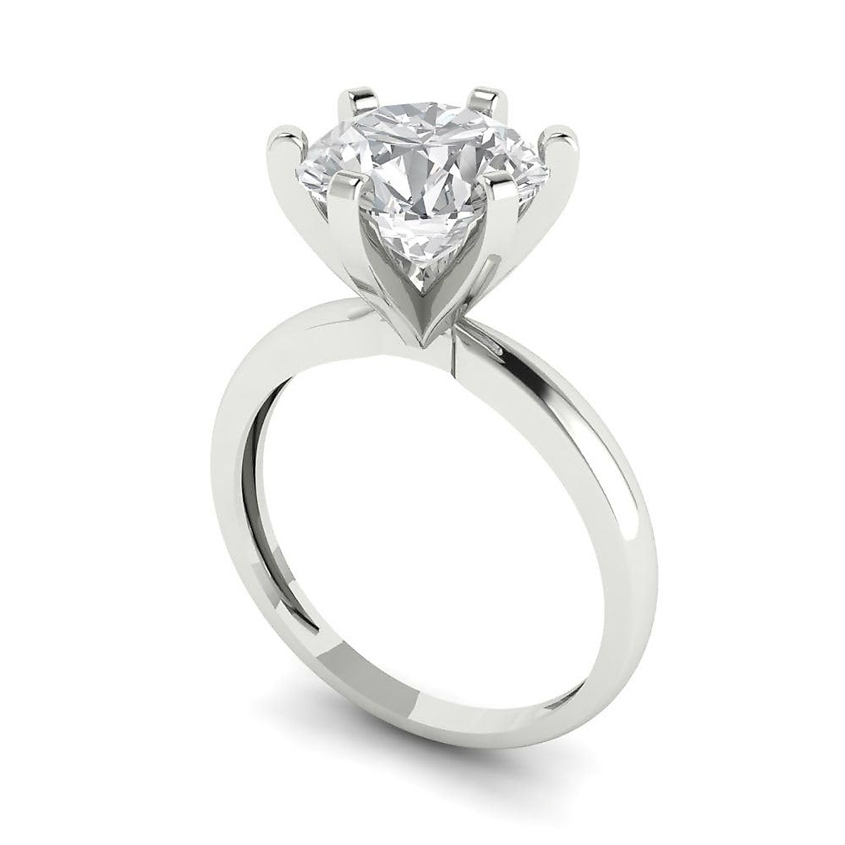 3 Ct Brilliant Round Cut Clear Simulated Diamond 14K White Gold Solitaire Engagement Promise Bridal Ring Size 9.75
