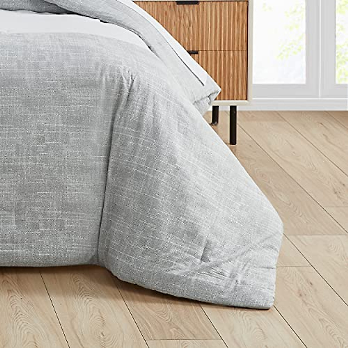 Poppy & Fritz | Stripe Collection| Duvet Cover Set- 100% Cotton Ultra Soft, All Season Bedding, Pre-Washed for Added Softness, Twin, Grey