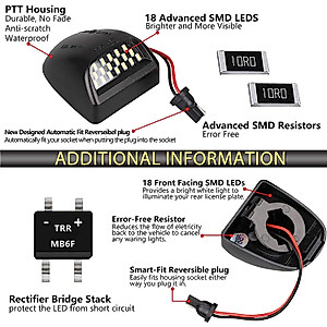 Full LED License Plate Lights Lamp Tag Assembly Replacement for Chevy Silverado 1500 2500 3500 Suburban Tahoe GMC Sierra 1500 2500 3500 Yukon XL Cadillac Escalade with 36 LED 6000K White, Pack of 2