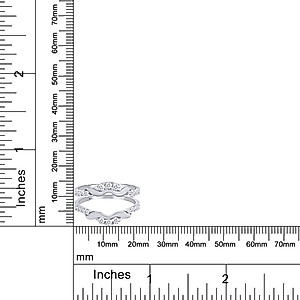 AFFY 1/3 Ct. Round Chevron Ring Guard Enhancer with Cubic Zirconia in 14K Gold Over Sterling Silver 0.33 Carat Ring Size-6