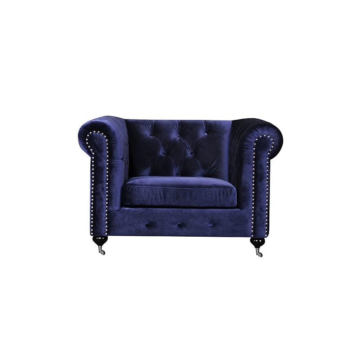 American Home Classic Claire 15" 1 Seat Velvet Upholstered Sofa in Navy