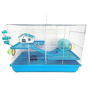 3-Floors Syrian Hamster Home House Rodent Gerbil Mouse Mice Rat Habitat Cage (24" L x 12.5W x 16" H, Blue)
