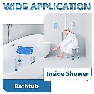 FSA/HSA Eligible Shower Chair for Inside Shower, Shower Stool with Free Bath Loofah, Tool-Free Assembly Shower Seat for Bathtub, Shower Bath Chairs for Seniors/Disabled by DUALECO