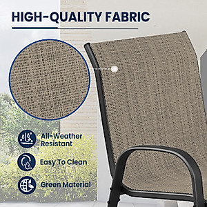 UDPATIO Outdoor Bar Stools of 4, All Weather Patio Bar Height Sets, High Back Patio Stools & Bar Chairs for Backyard, Balcony and Pool, Brown