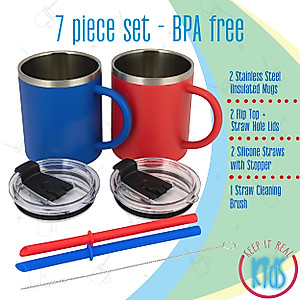 Real Deal Steel "Keep it Real Kids Mugs - 100% Lead and BPA Free Kids Coffee Mug for Hot Chocolate - Set of 2