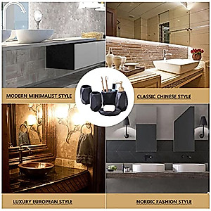 JINYISI Bathroom Accessory Set,5 Piece Ceramic Bathroom Accessories Set,Toothbrush Holder Set,Bathroom Sets Accessories (Black/White)