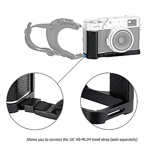 JJC Solid Metal Hand Grip Secure Handle Bracket for Fuji Fujifilm X100V X100F Camera(Not for X100VI), Anti-Slip Pads Design, Arca Swiss Quick Release Plate, Extra 1/4"-20 Tripod Hole & Hand Strap Hole
