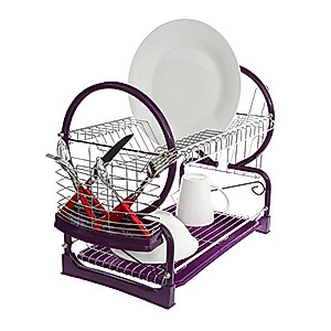 Premier Housewares 2-Tier Dish Drainer - Purple