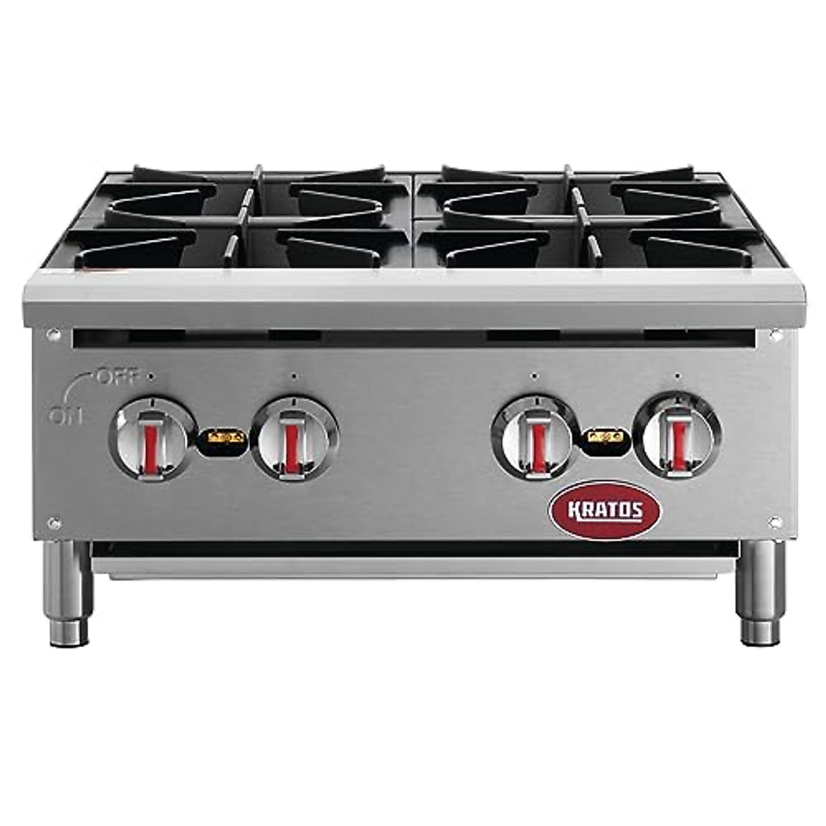 Kratos 29Y-071 4-Burner Gas Hot Plate, 24"W, Natural Gas, Field Convertible to LP