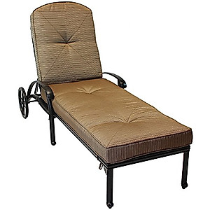 Elizabeth Outdoor Patio 3pc Chaise Lounges Set Dark Bronze Cast Aluminum (Walnut)