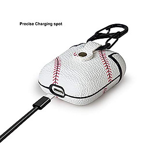 HIDAHE Case for Airpods 2 Case, Apple 1 Airpods Case Cover, Cute Baseball Protective Cover with Keychain Case Compatible with Airpods 1/2, Cool Baseball