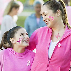 70pcs Pink Ribbon Breast Cancer Awareness Tattoo Sticker Foundation/Event/Walk/Run