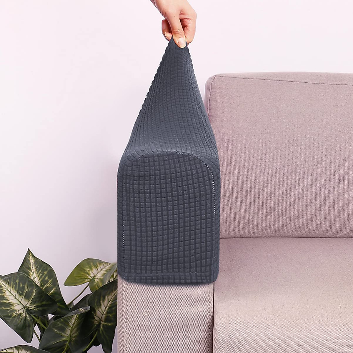 NOLITOY 2pcs armrest Cover Thicken Protective Cloth Protective case with armrests Interior Hand Towel Washable Protective Agent Grip armrest pad Two-Seater arm Cuff Chair Elastic