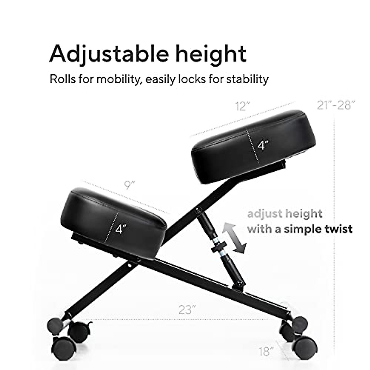 Luxton Home Ergonomic Kneeling Chair with Memory Foam Layer - Improves Posture - Adjustable Stool for Home and Office - Thick Comfortable Cushions