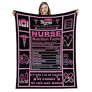 Nurse Blanket Gift for Women, Nurse Birthday Gift Lightweight Microfiber Throw Blanket for Living Room Couch Chair Bed Sofa Office 50x40i