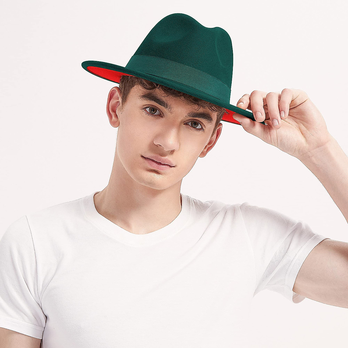 Wide Brim Fedora Hats for Women & Men Classic Dress Panama Hat Adjustable Felt Hat with Band