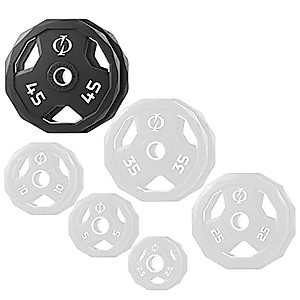 Philosophy Gym Set of 2 Rubber Coated 2-inch Olympic Grip Weight Plates (45 LB Each) for Weightlifting