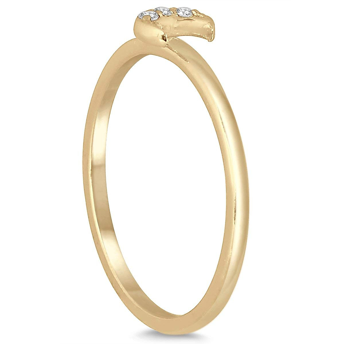 SZUL Stackable Diamond Crescent Moon Ring in 14K Yellow Gold