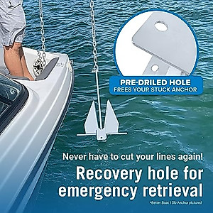 8.5lb Heavy Boat Anchor Kit Fluke Anchor with Anchor Chain and Boat Anchor Rope Set for 15-25' Foot Including Boat Anchors for 18' and 21' Boats Pontoon, Deck, Fishing, and Sail 75FT Rope