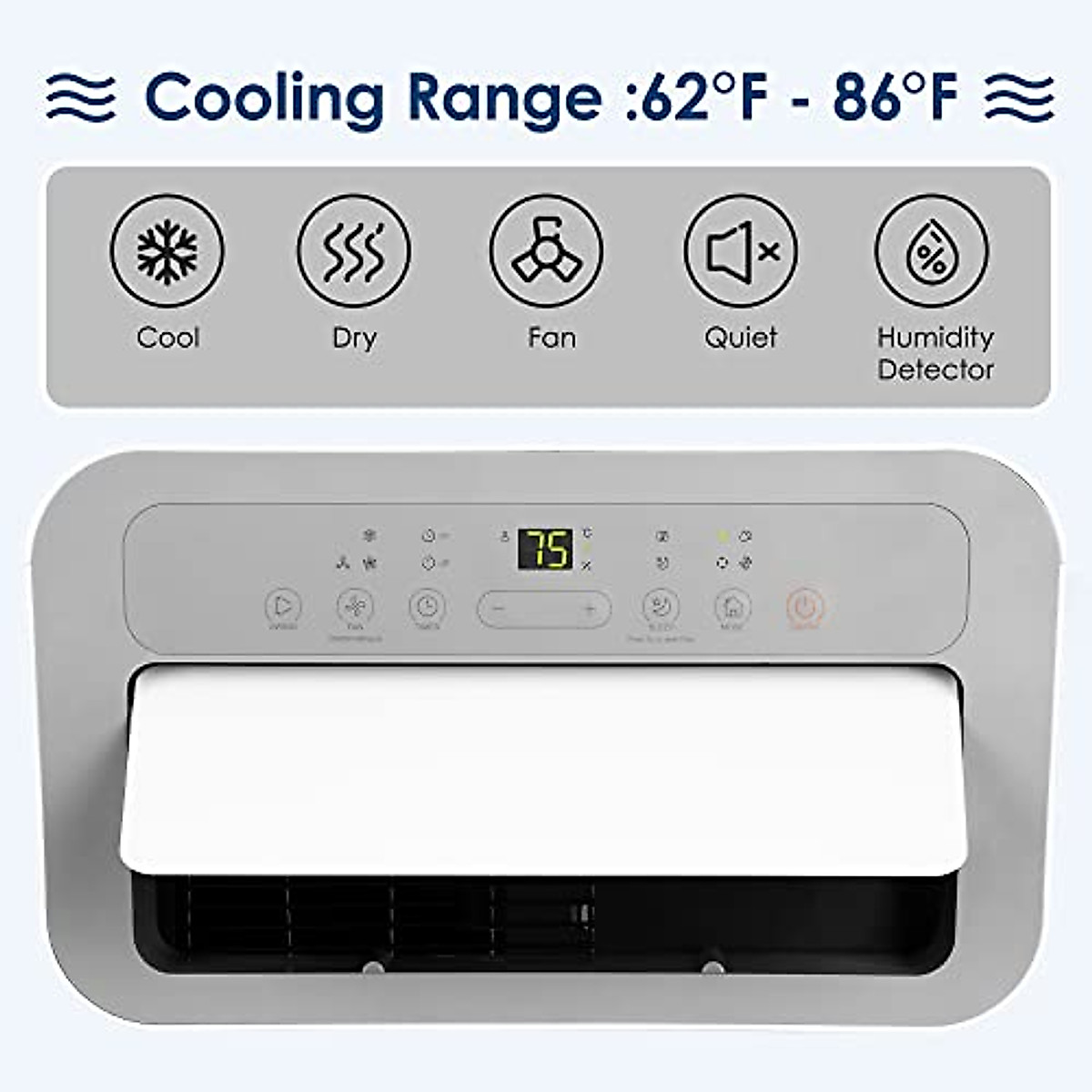 EUHOMY 14,000 BTU Quiet Portable Air Conditioner, Multifunctional Floor AC Unit With Dehumidifier, Exhaust Hose, Remote Control, Supplied With Window Installation Kit For Rooms Up To 450 Sq. ft, White