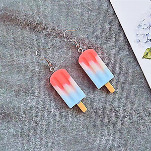 CHUNYANAN 6 pairs Boho Personality Creative Acrylic Simulation Popsicle Dangle Drop Earrings Three-Color Ice Cream Drop Earrings For Women Chic Jewelry Gift (6 pairs Ice Cream Drop Earrings)