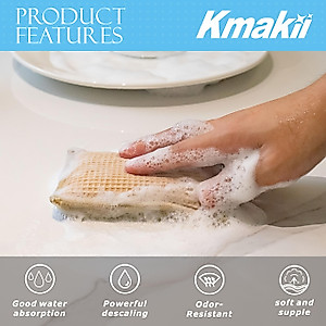 KMAKII Bamboo Kitchen Sponges Dish Sponges Natural Cleaning Sponges Beige 6 Pack